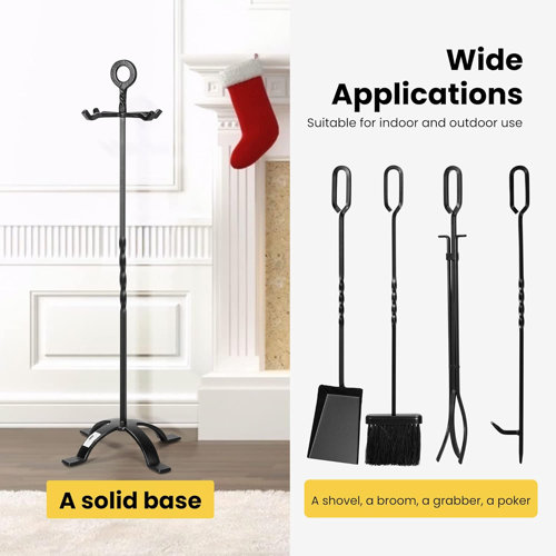 Winston Porter Medeeha Iron Fireplace Tool Set | Wayfair